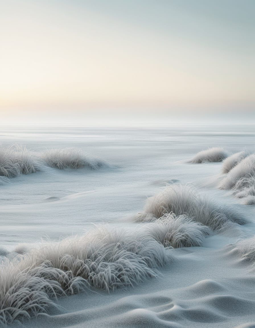 Pure White - Icy Winter Beach in Soft Focus Photography