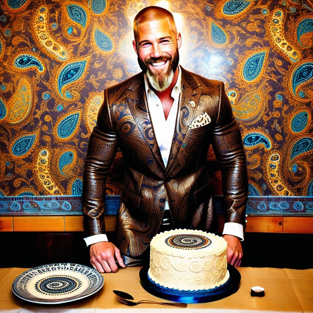 Handsome masculine man with cake - AI Generated Artwork - NightCafe Creator