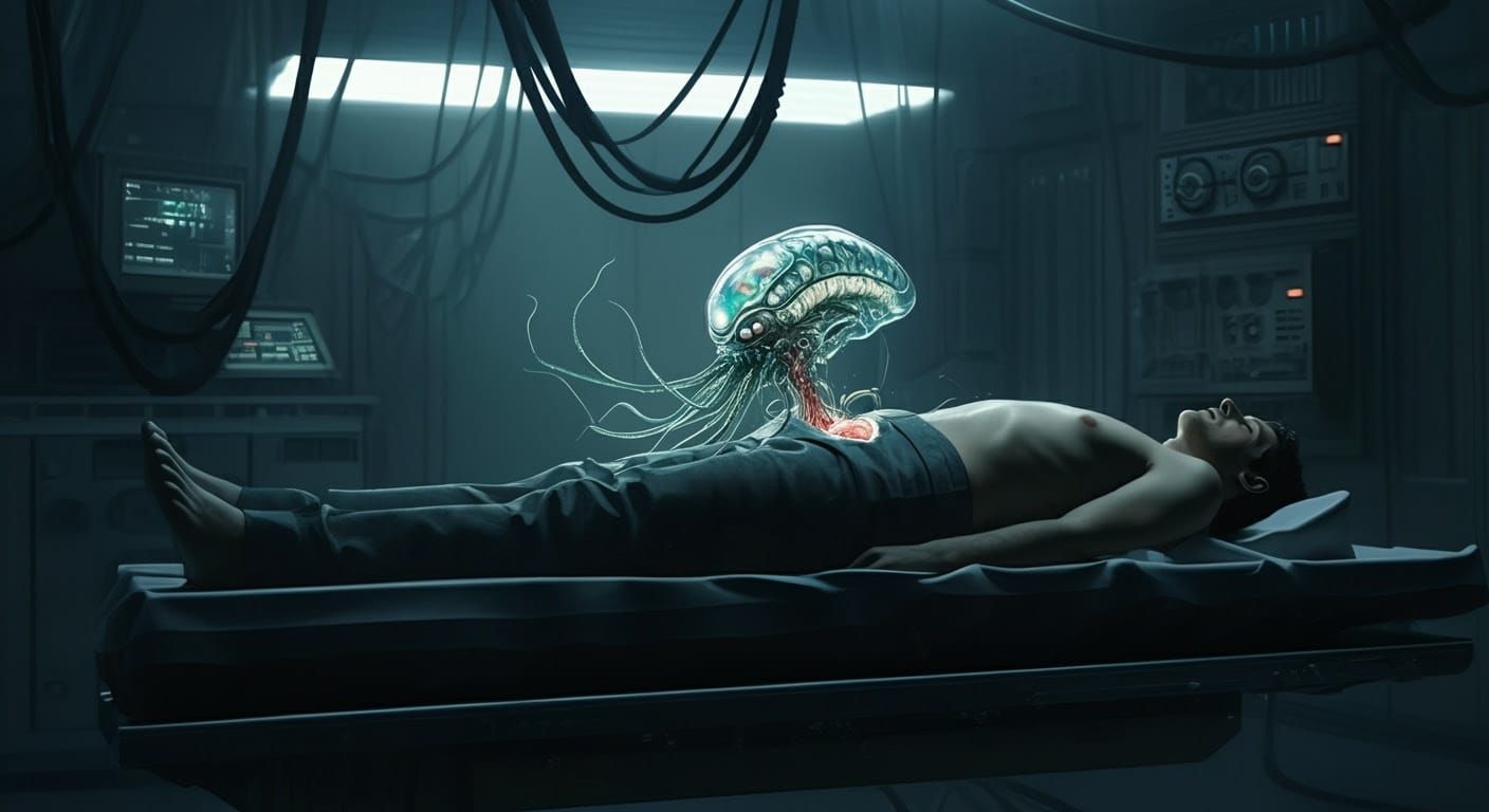 Biomechanical Alien Emergence in a Dark, Futuristi... - AI Art