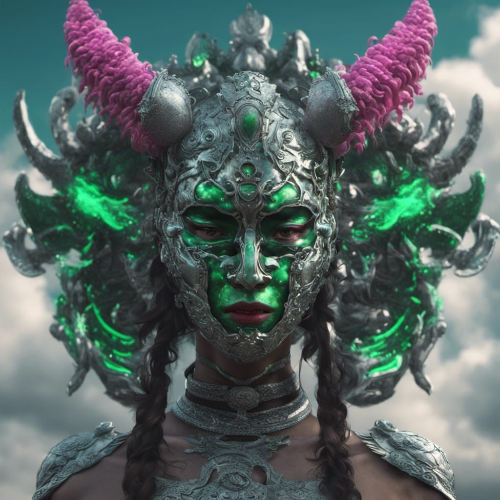 female oni mask Faerie punk - AI Generated Artwork - NightCafe Creator