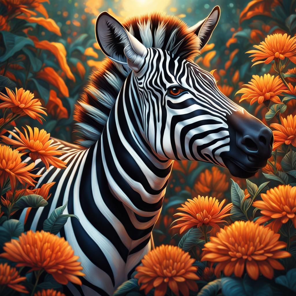 zebra Orange garden - AI Generated Artwork - NightCafe Creator