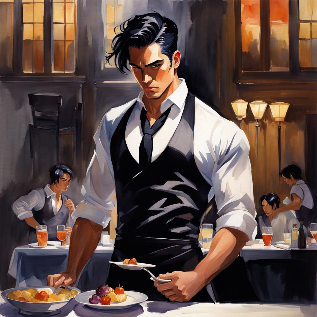 Grumpy Waiter - AI Generated Artwork - NightCafe Creator