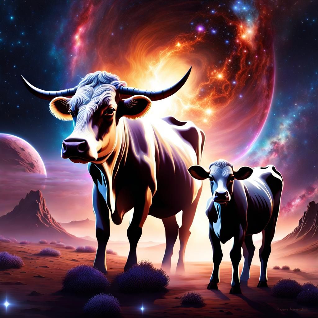 The Cosmic Mother Cow - AI Generated Artwork - NightCafe Creator