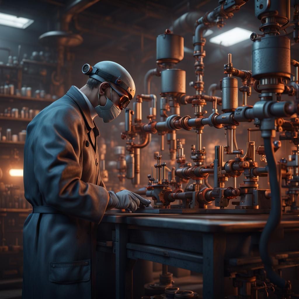 A Chemical engineer in a laboratory - AI Generated Artwork - NightCafe Creator