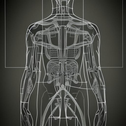 blueprint map, human body with cyborg parts - AI Generated Artwork ...