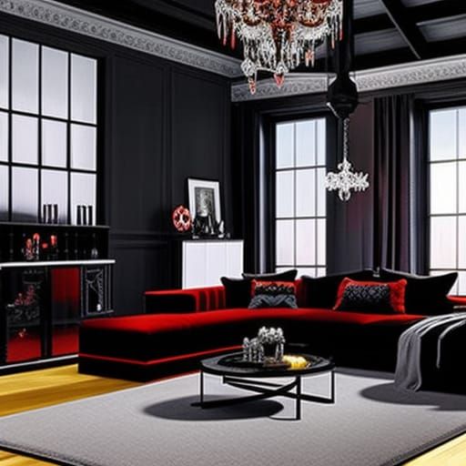 Gothic loft apartment with red and black walls& fully functional with ...