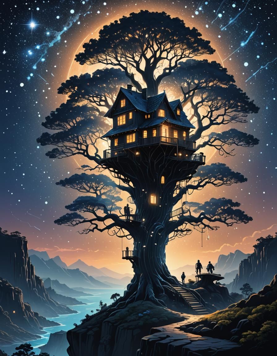 Treehouse - AI Generated Artwork - NightCafe Creator