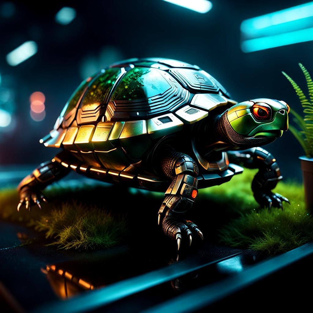 Cyborg pet turtle - AI Generated Artwork - NightCafe Creator
