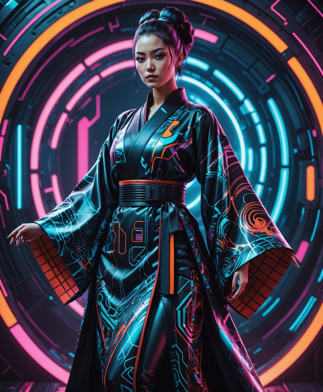 Kimono #02 - Cyberpunk Goddess in Futuristic Kimono