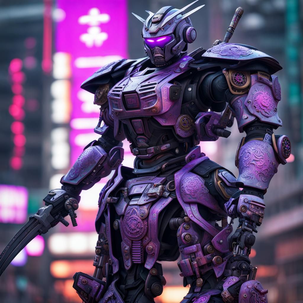 POWER ARMOR SAMURAI: PURPLE - AI Generated Artwork - NightCafe Creator