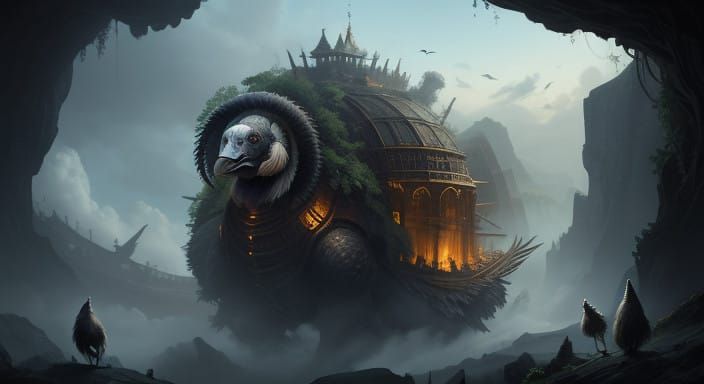 Mythical Dodo - Epic Cinematic Digital Painting of a Mythica...