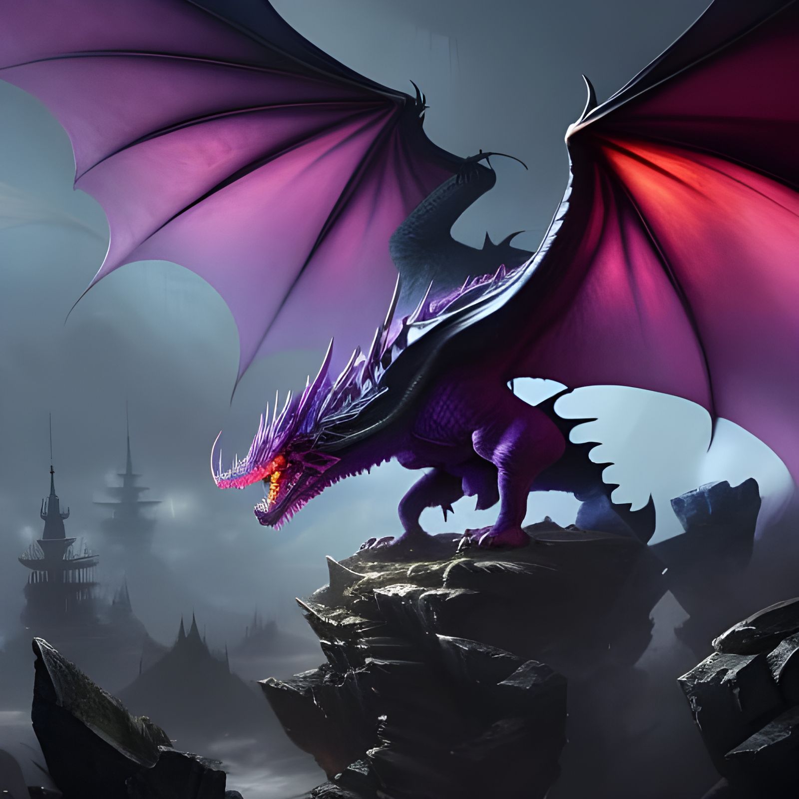 a dark purple dragon - AI Generated Artwork - NightCafe Creator