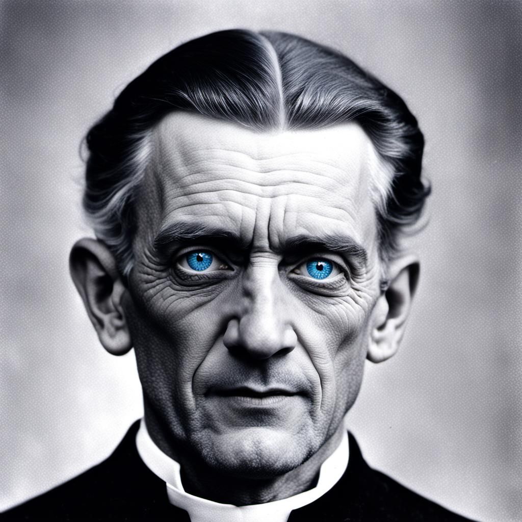 Victorian era priest white hair and blue eyes - AI Generated Artwork ...