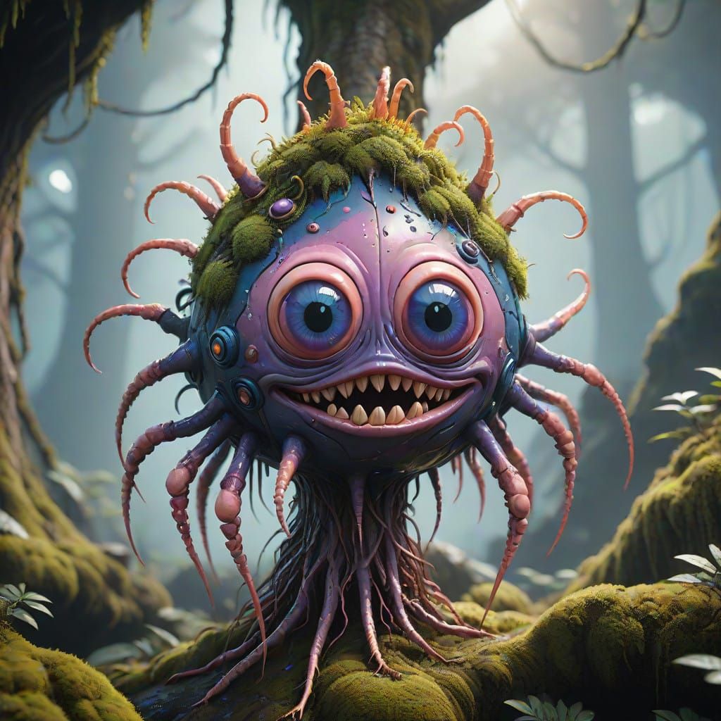 Ethereal Plantoid Alien in Vibrant, Industrial Lig... - AI Art