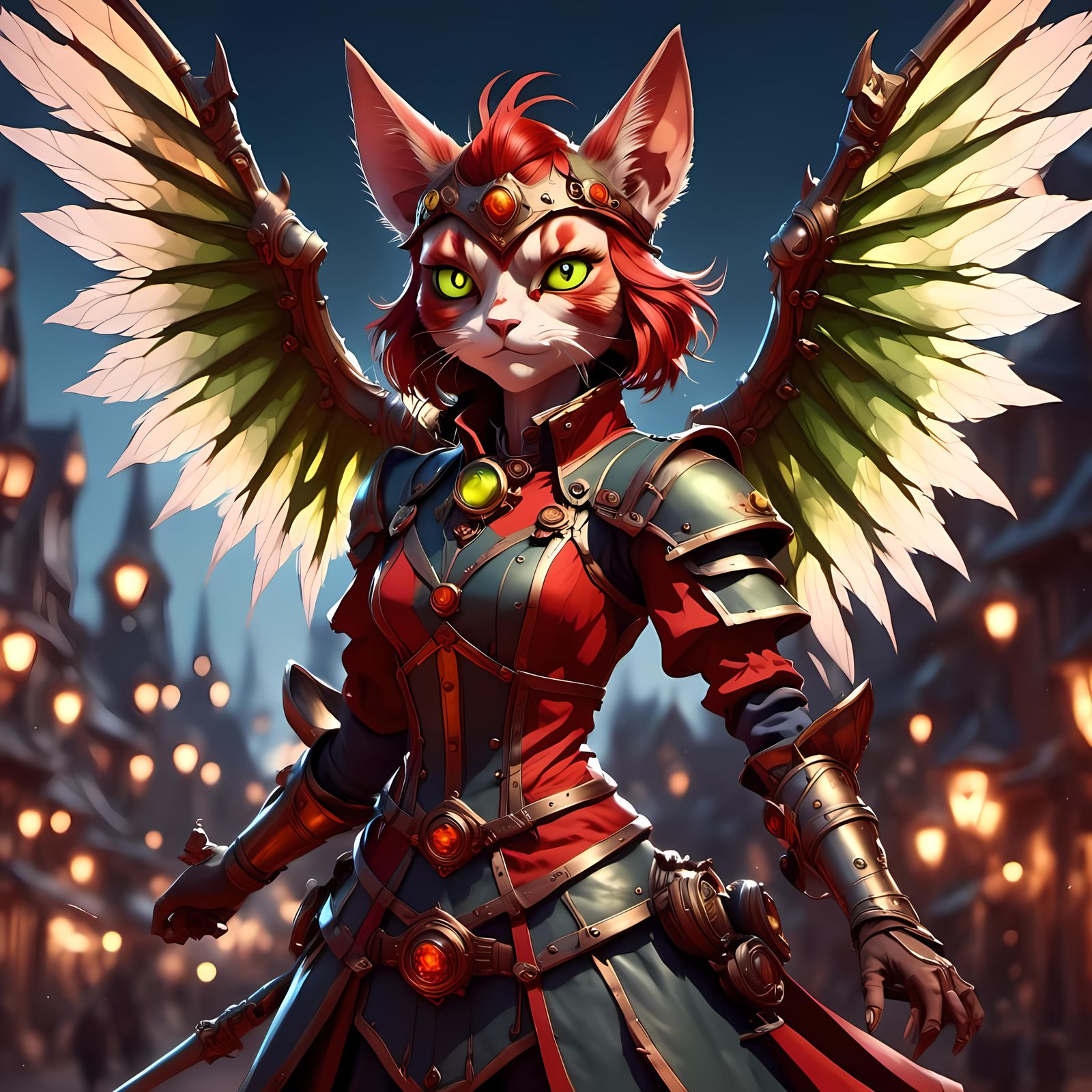 Red Skinned Catfolk with Angel Wing - AI Generated Artwork - NightCafe ...