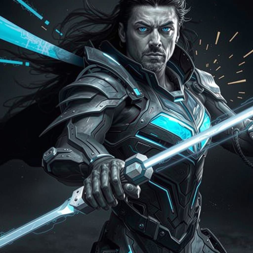 Electric Elemental Sword in Cyberpunk Style - AI Art