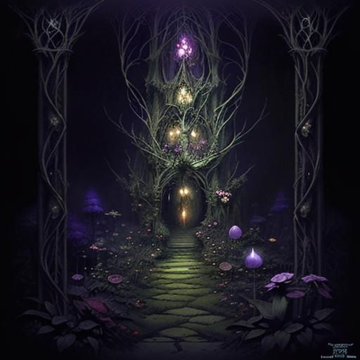 magical, enchanting, Secret flower haunted garden, gothic, macabre ...