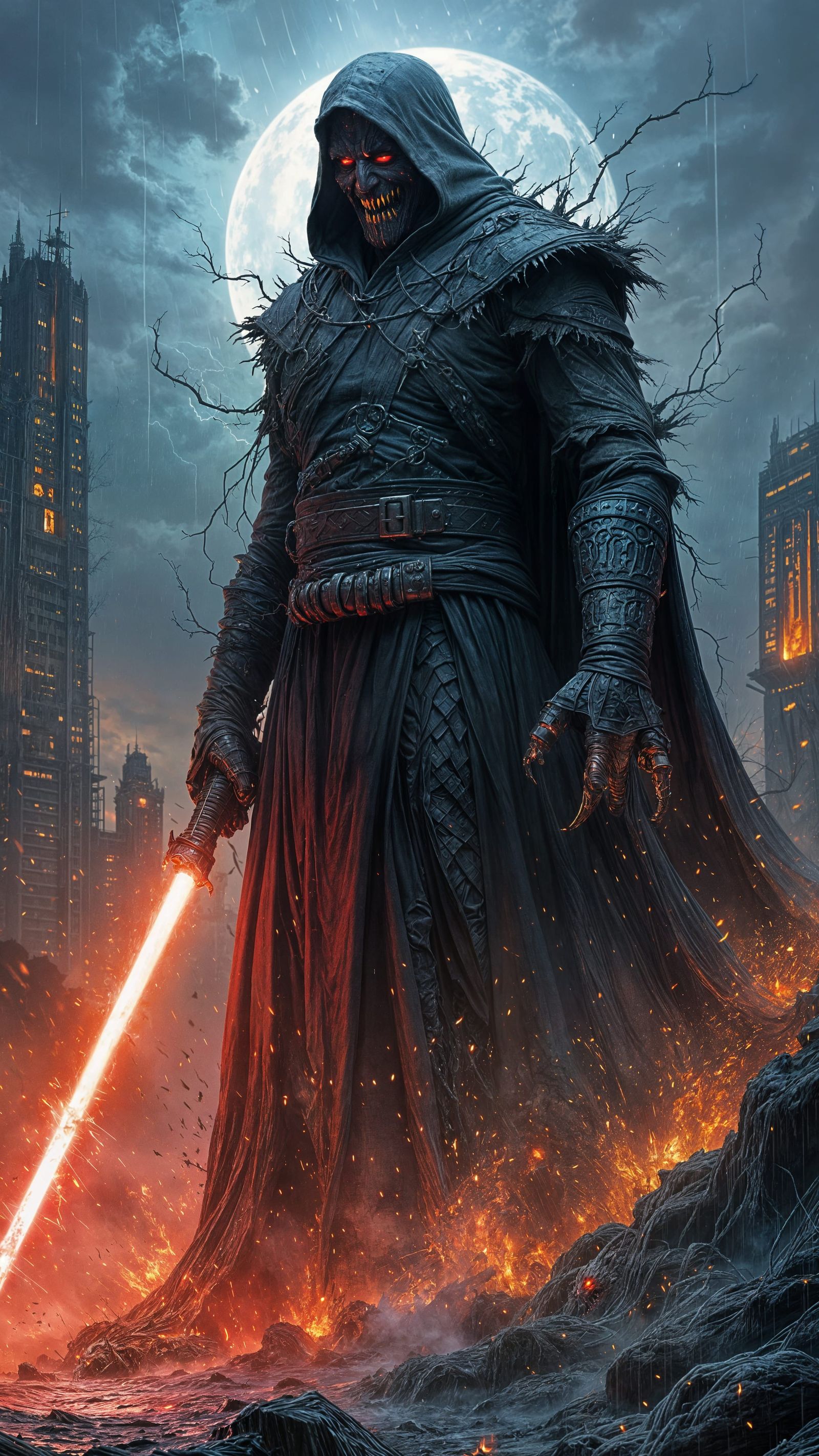 Sith lord - Cyberpunk Sith Lord with Voidblade and Dragon