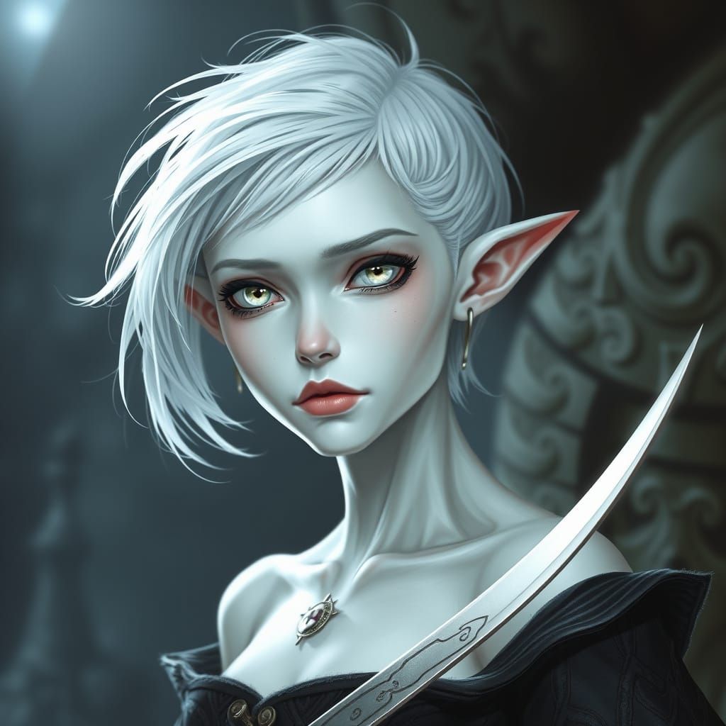 Enigmatic Changeling Maiden in Pale Beauty - AI Art