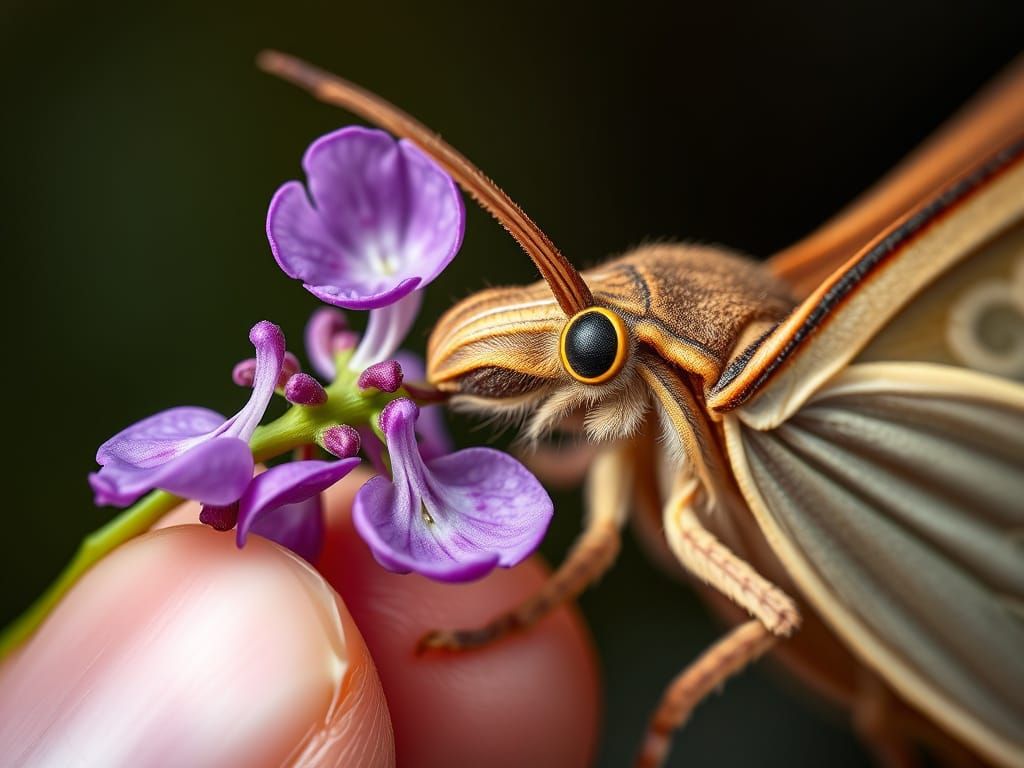 goliath moth drinking nectar from a lilac sprig