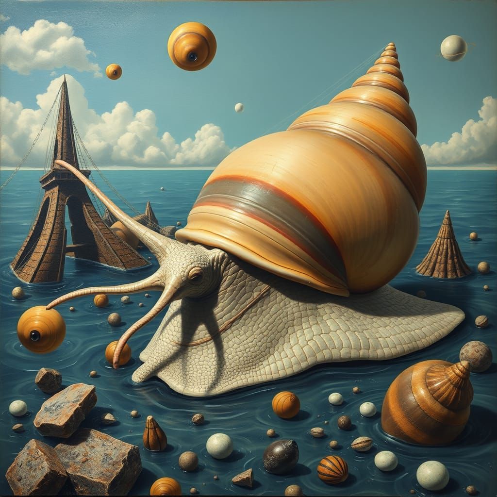 Whimsical Whelkie - Grand Surreal Whelkie Snail in Cosmic Oi...