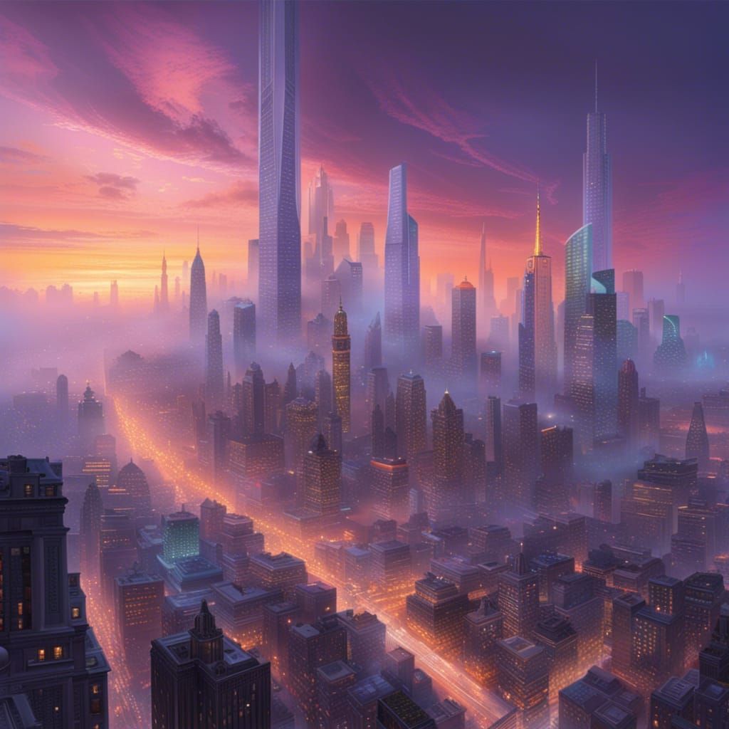 cityscape at dusk - AI Generated Artwork - NightCafe Creator