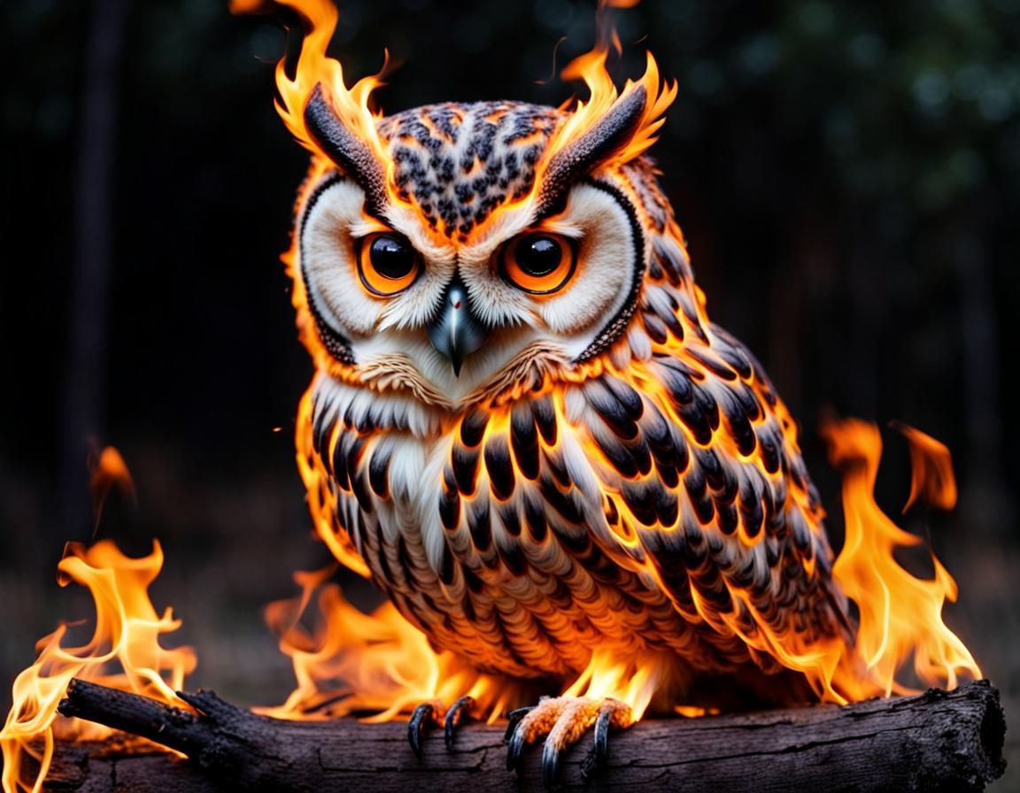 owl made out of fire - AI Generated Artwork - NightCafe Creator