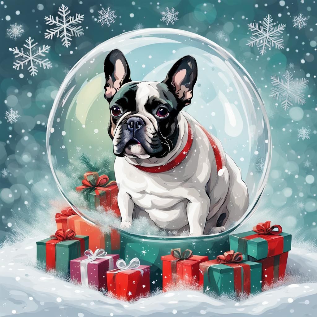 Frenchie christmas - AI Generated Artwork - NightCafe Creator