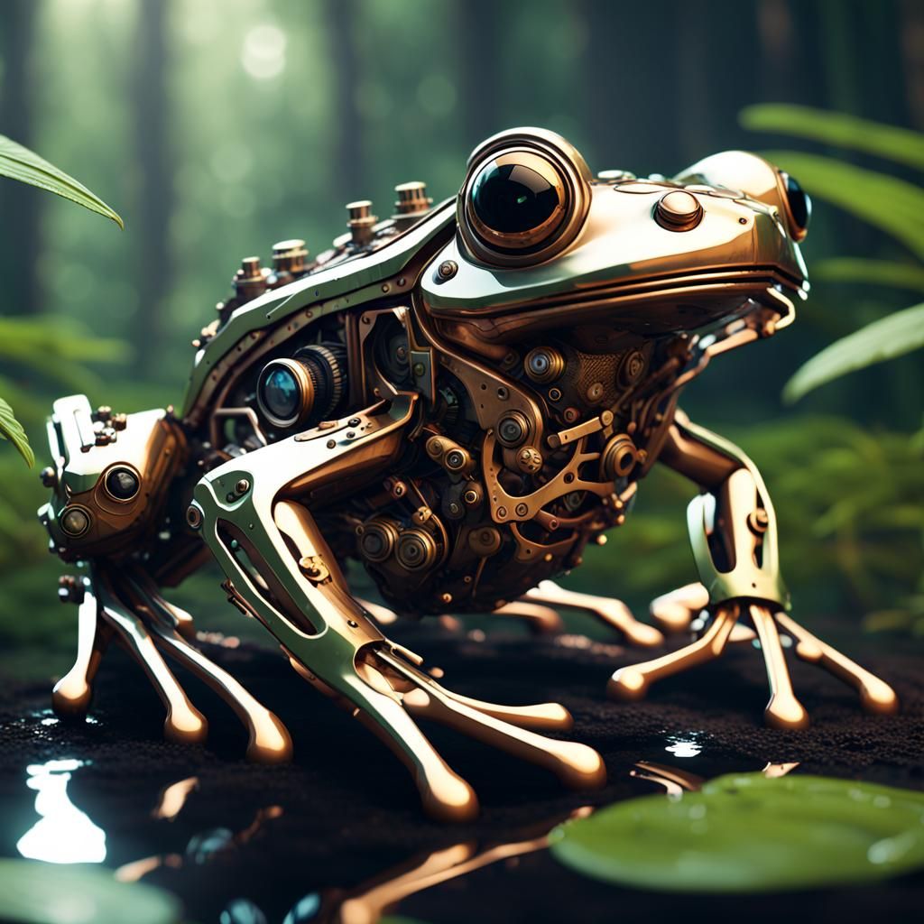 Steampunk frog - AI Generated Artwork - NightCafe Creator