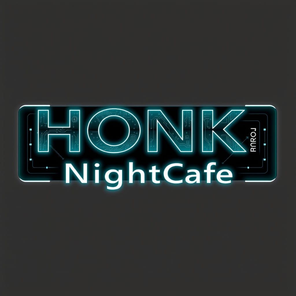 A bumper sticker with the text 'HONK if you drink at NightCafe' in bold, elegant, and futuristic ...