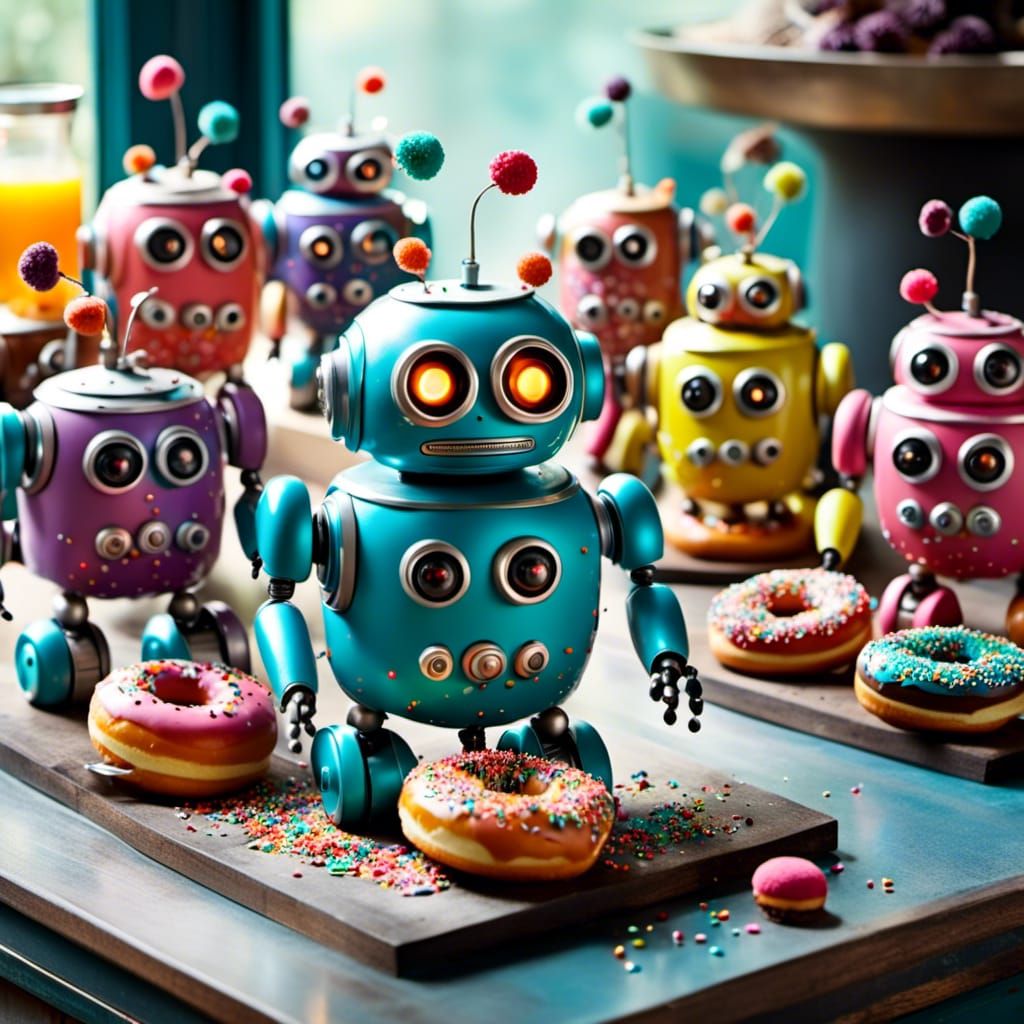 Robots are going to figure out how to eat donuts - AI Generated Artwork ...