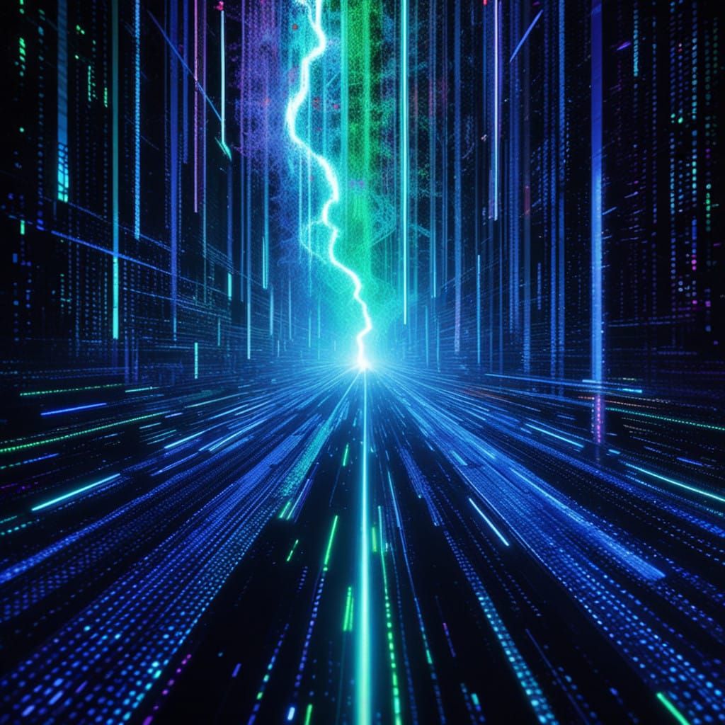 In digital abyss, a streamer gleams, A lone beacon, where lost data ...