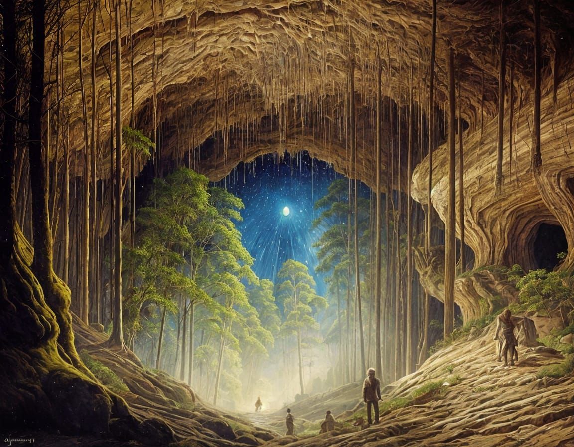 Moonlit Crystal Grotto on the Forest Moon of Endor - AI Art