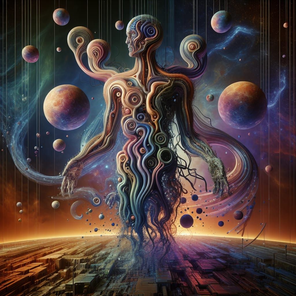 Create a hyper-realistic, inter-dimensional being who owns humanoid ...