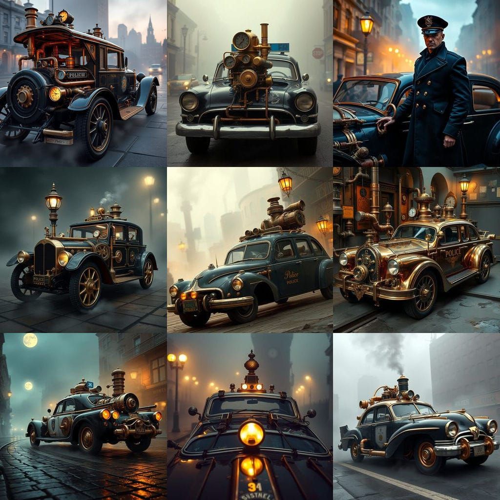 Police Car - Sleek Steampunk Police Cruiser