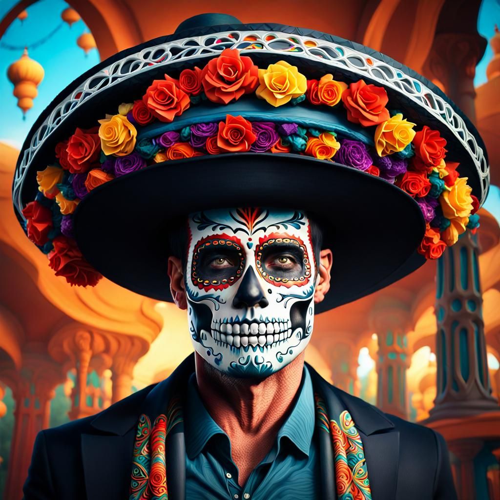 man in Day of the Dead paint - AI Generated Artwork - NightCafe Creator