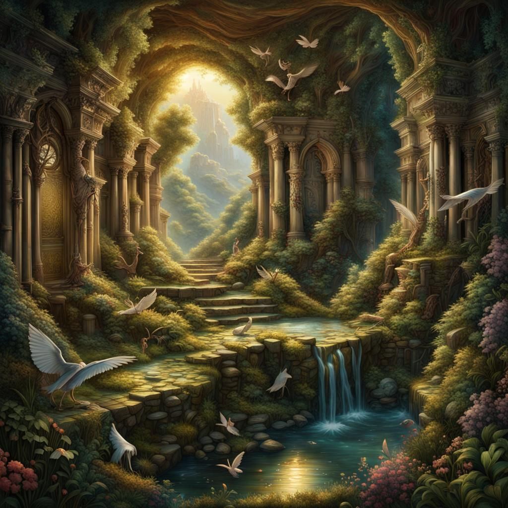 ultra-sharp, ultra-detailed, captivating fantasy realm within the pages ...