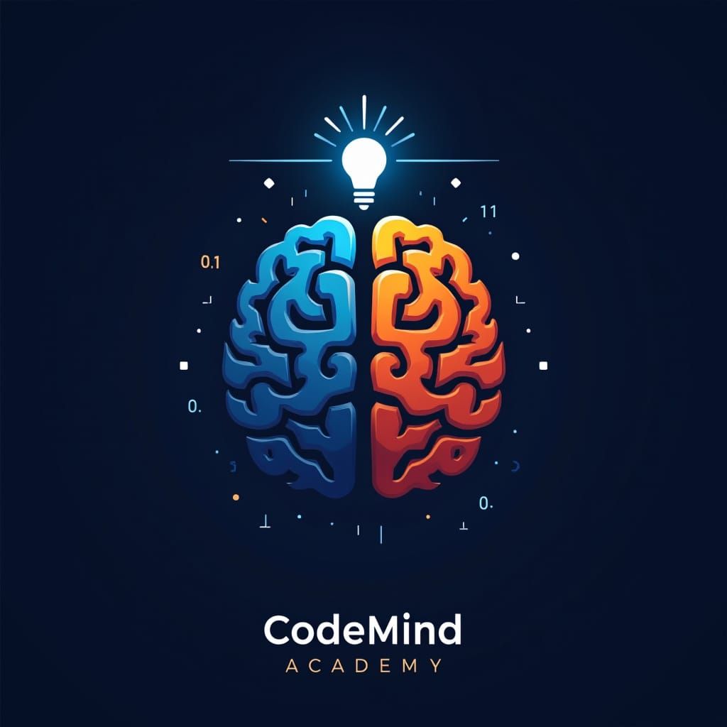 AI and Coding Symbol: Stylized Brain Emblem with N... - AI Art