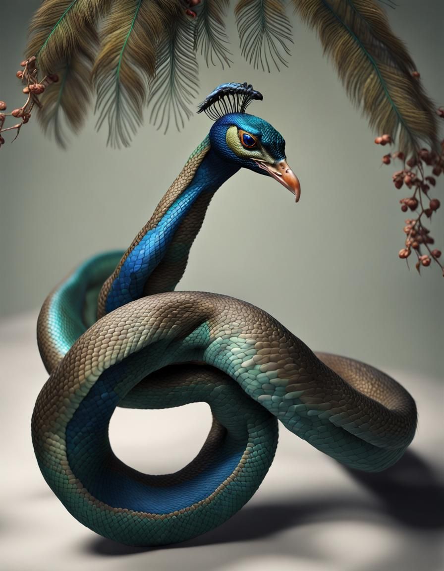 Peacock-snake - AI Generated Artwork - NightCafe Creator