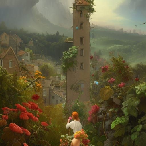 Flower Gathering - AI Generated Artwork - NightCafe Creator