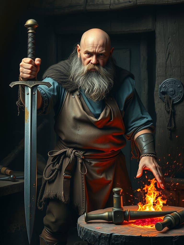 Dungeons and Dragons A hyper-realistic portrait of a grizzled dwarven ...