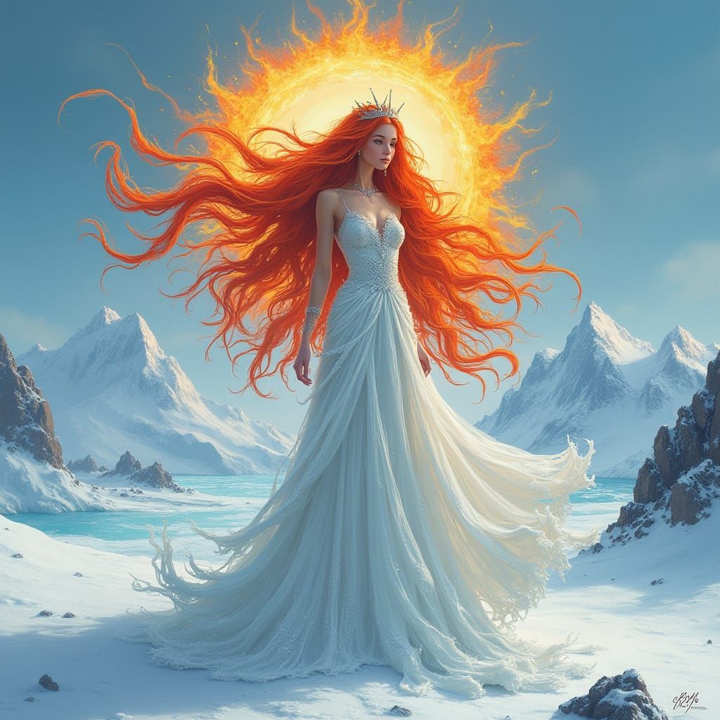 Goddess of ice and fire - Regal Ice and Fire Goddess in Vibr...