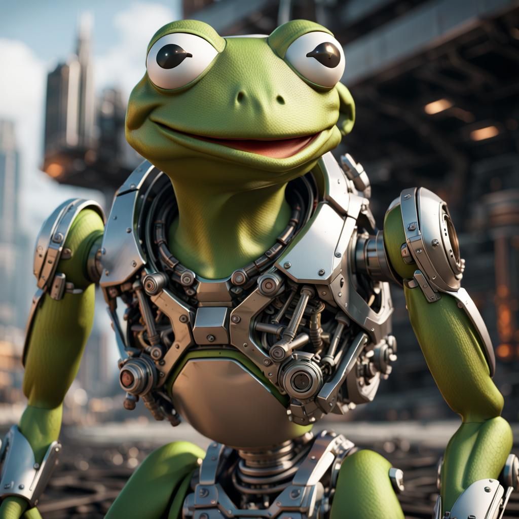 mega Kermit the frog robot - AI Generated Artwork - NightCafe Creator