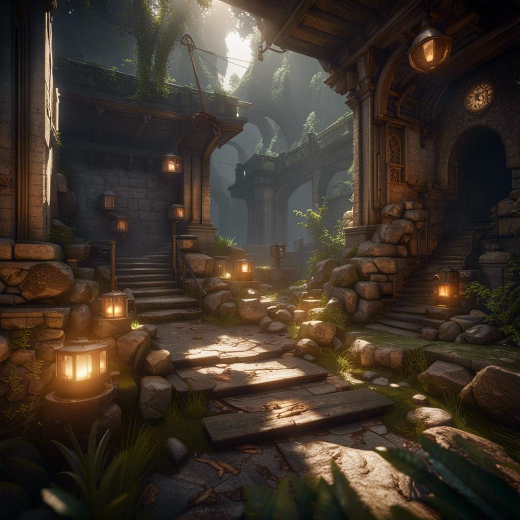 3D Game Cinematic Feel, Epic 3D Videogame Graphics, Intricately ...