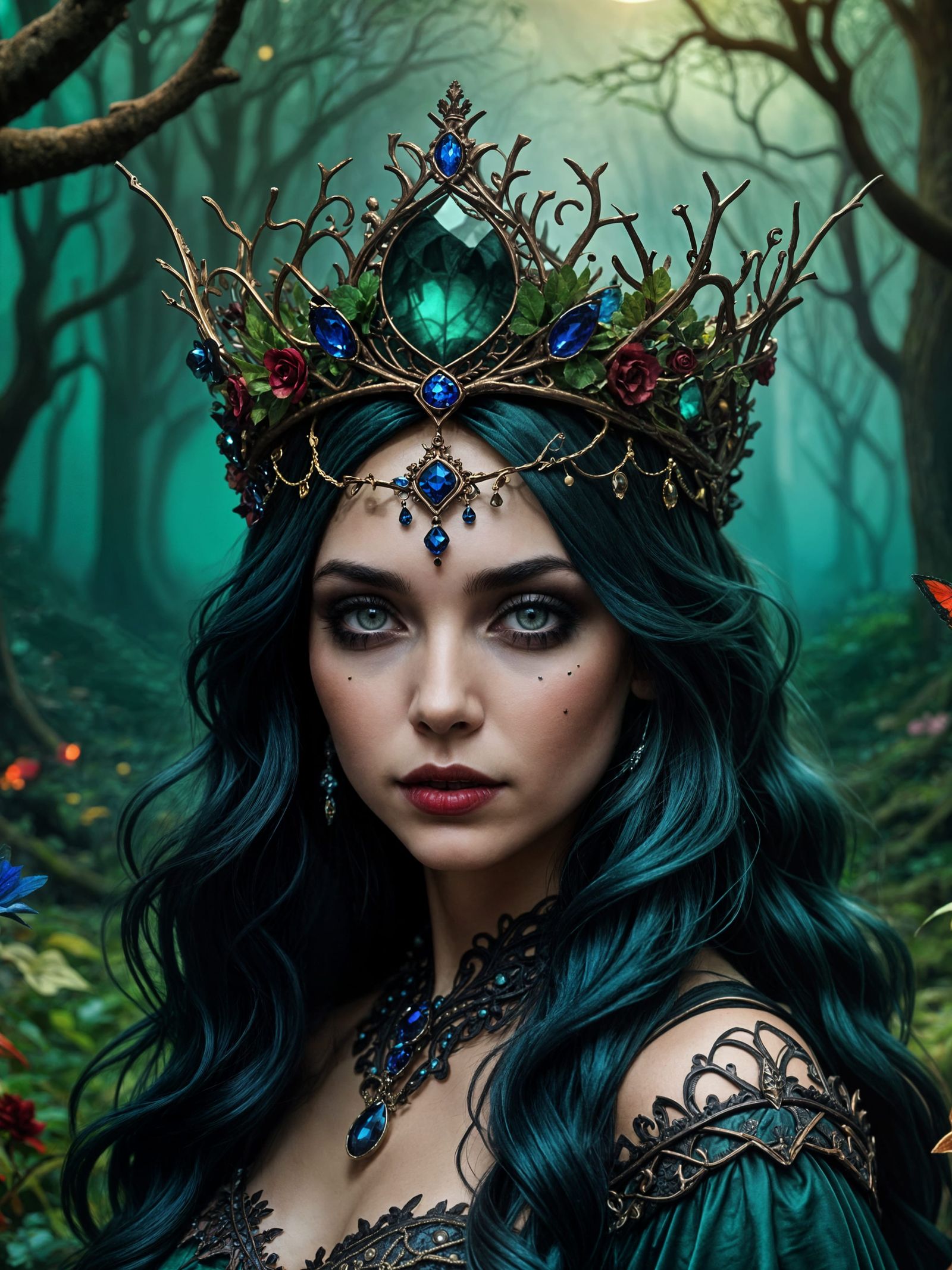 Forest Fairy Queen; - Gothic Fairy Crown in Mystical Woodlan...