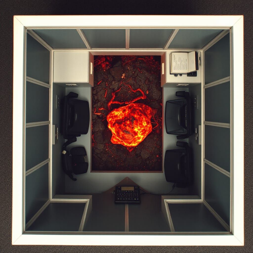 Surreal Office Cubicle Labyrinth from Above - AI Art