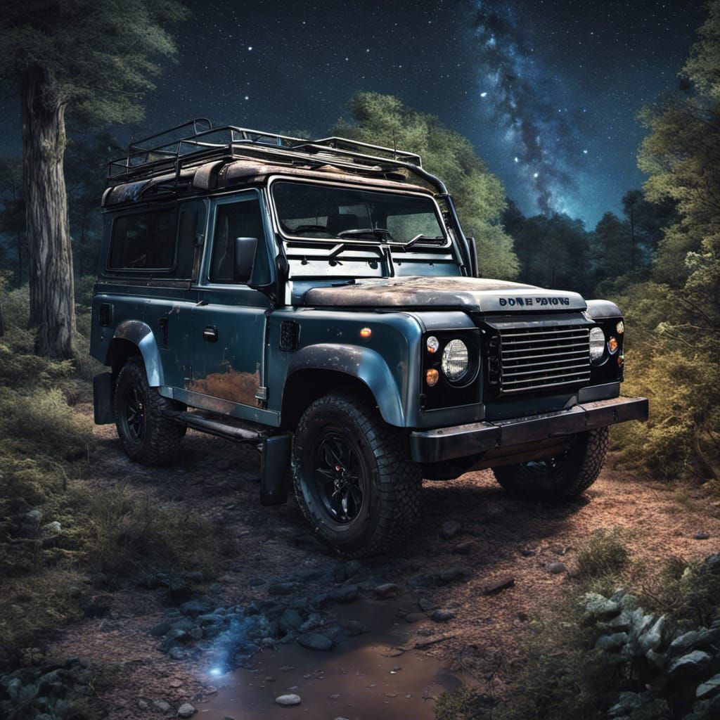 Professional photorealistic artwork of a Land Rover Defender parked in ...