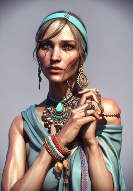 3D sculpted gypsy mannequin gypsy feeling sadness and wearing ...