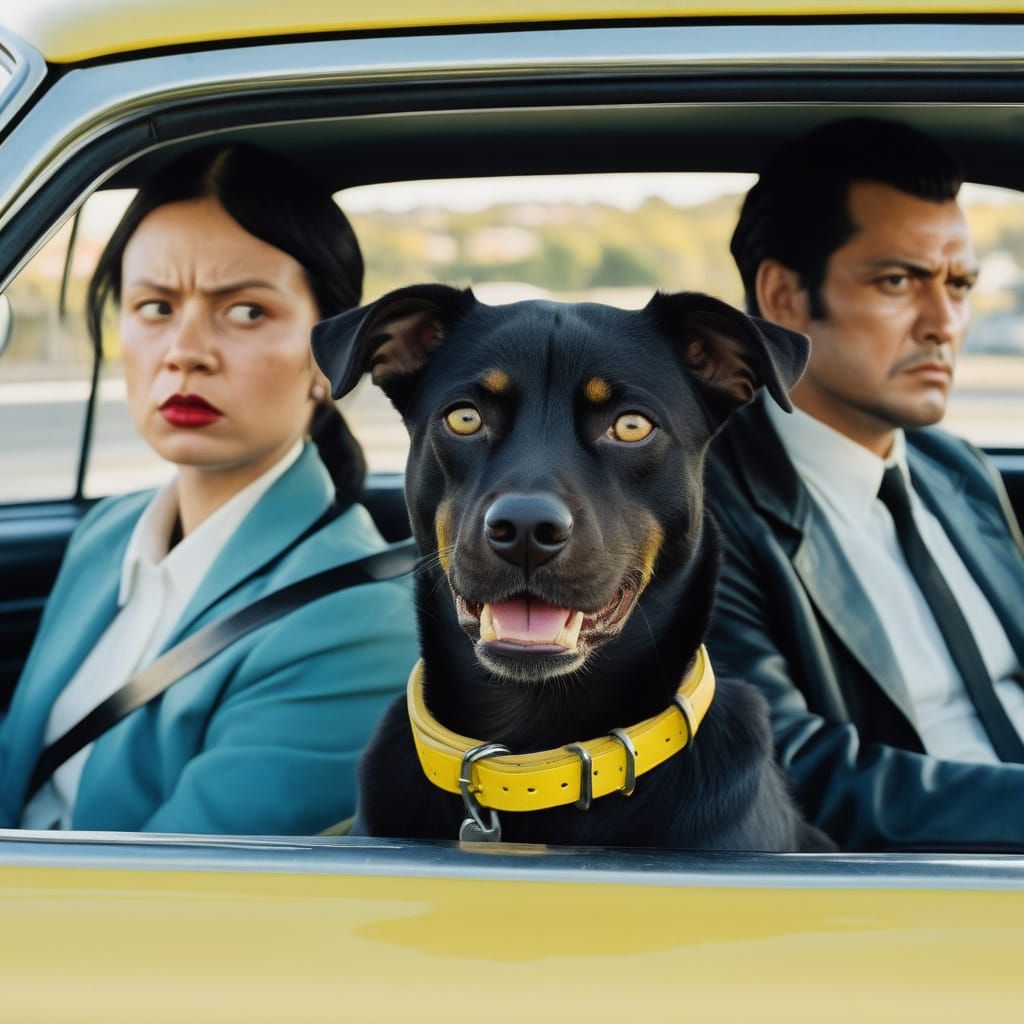 Angry Kelpie Dog Rides Shotgun with Mafia Boss and... - AI Art