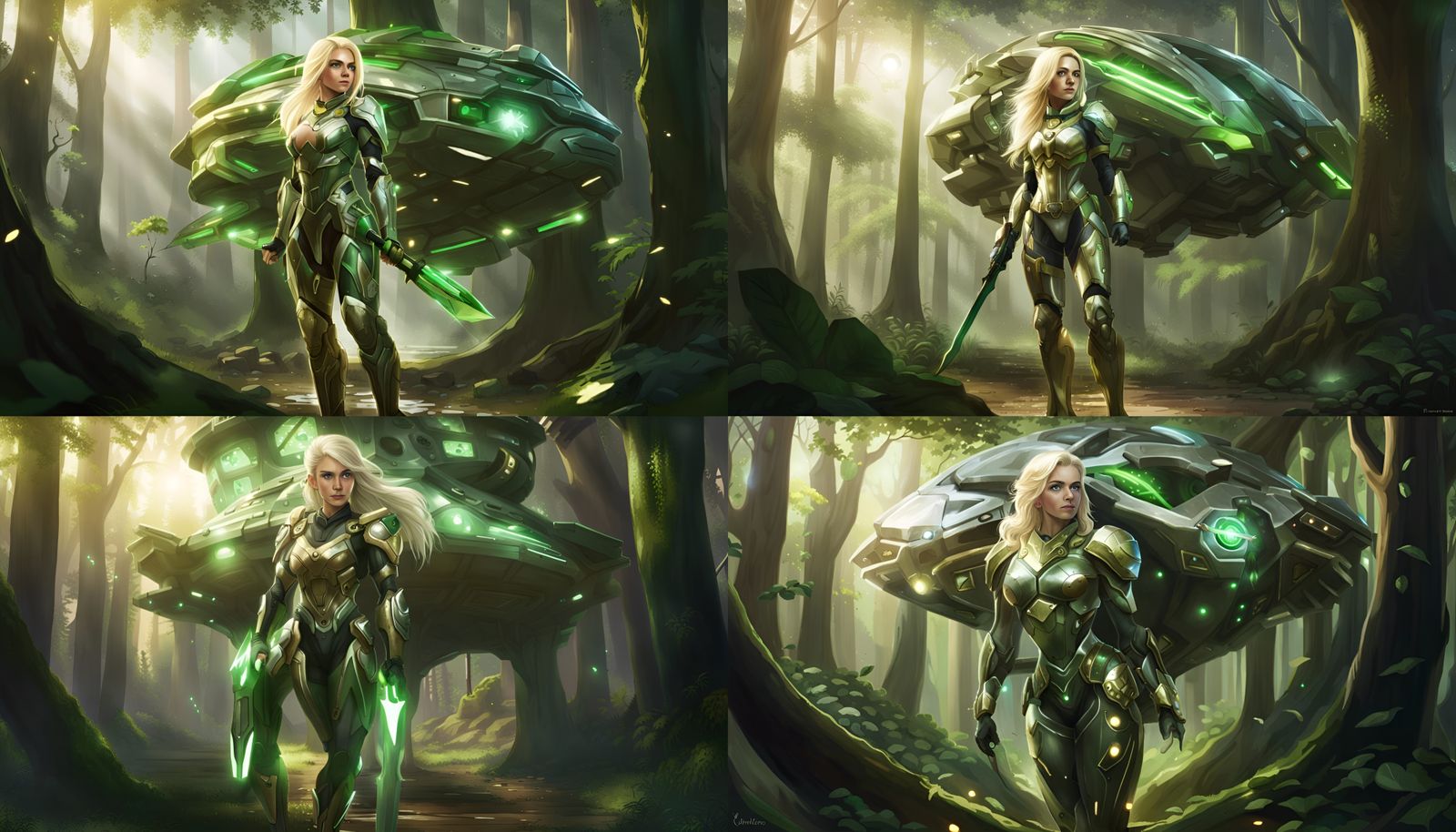 Futuristic forrest female elf warrior - AI Generated Artwork - NightCafe Creator